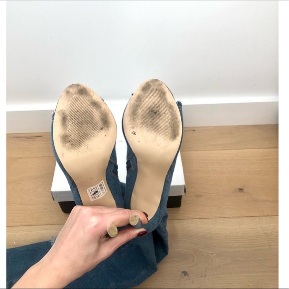 Secret | Shoes | Secret Denim Side Zipper Peep Toe Stiletto Heel Thigh ...